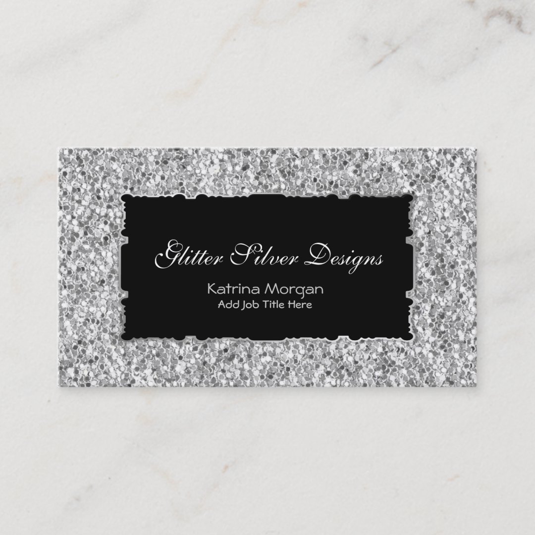 Glitter Silver Elegance Business Cards | Zazzle