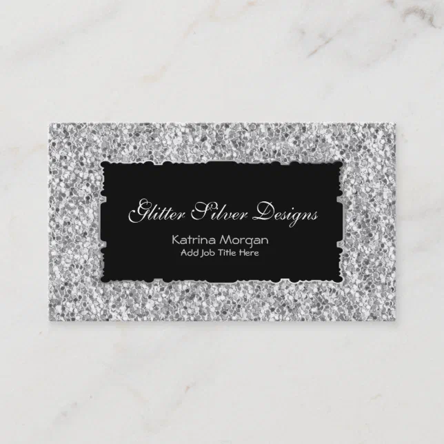 Glitter Silver Elegance Business Cards | Zazzle