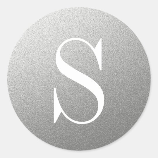 Glitter Silver Monogram Initial Classic Round Sticker | Zazzle.com
