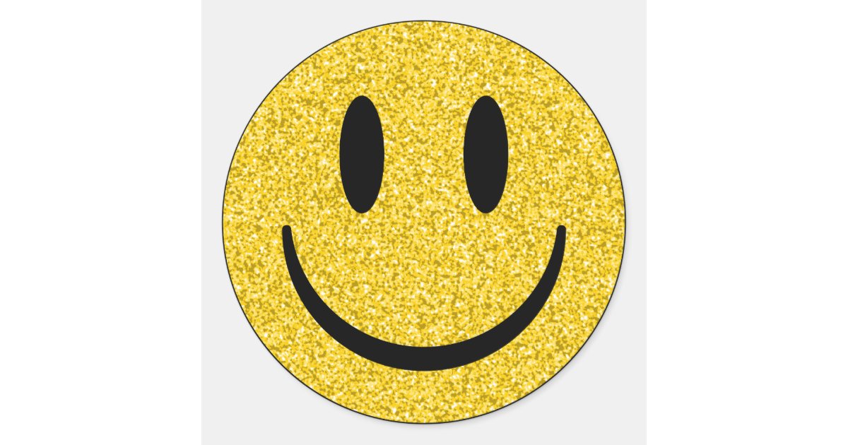 Glitter Smile Face Classic Round Sticker | Zazzle