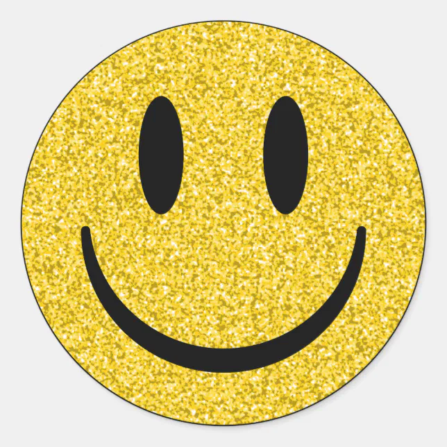 Glitter Smile Face Classic Round Sticker | Zazzle