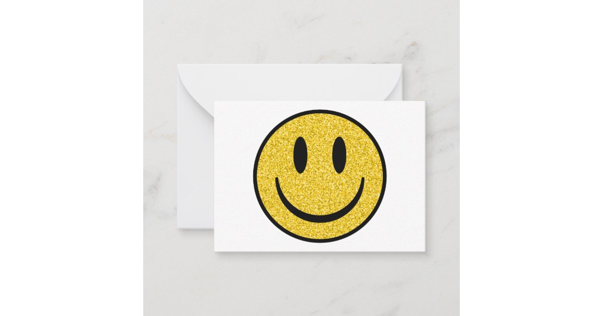 Glitter Smile Face Note Card | Zazzle