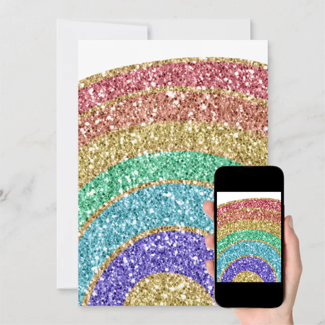 Glitter Sparkle Gold Rainbow Card | Zazzle
