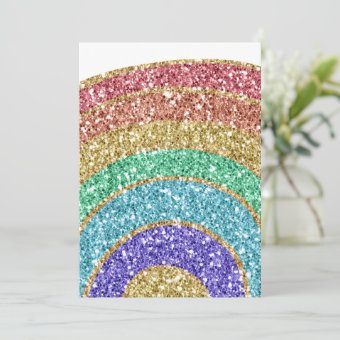 Glitter Sparkle Gold Rainbow Card | Zazzle