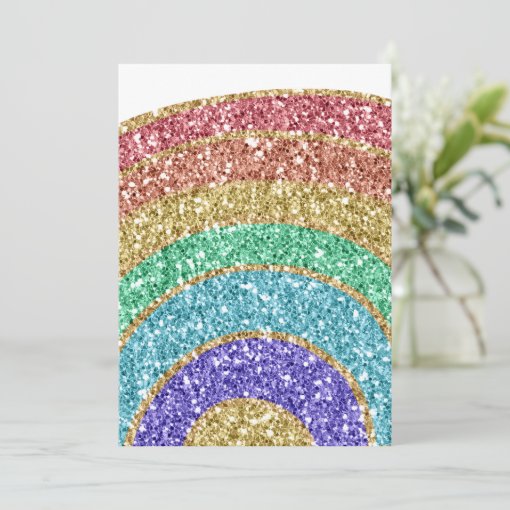 Glitter Sparkle Gold Rainbow Card | Zazzle