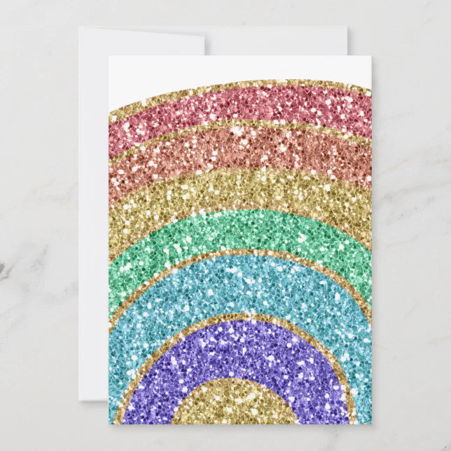 Glitter Sparkle Gold Rainbow Card | Zazzle