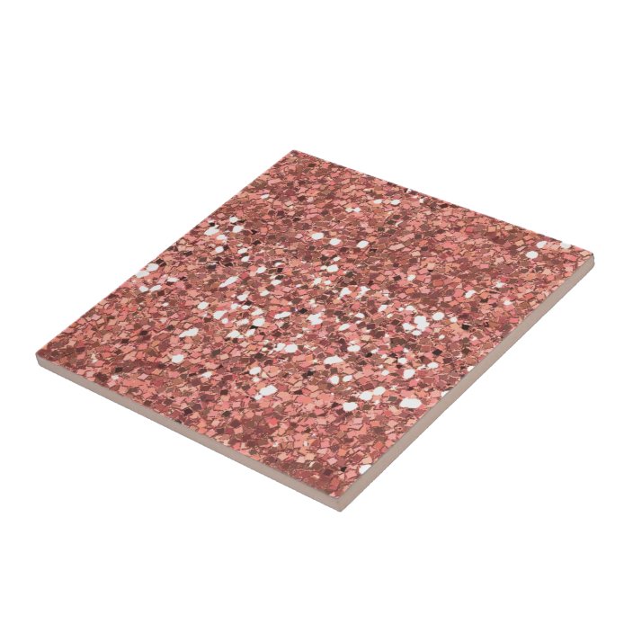Glitter Sparkle Rose Gold Sequin look Ceramic Tile | Zazzle.com