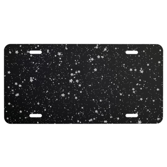 Glitter Stars2 - Silver Black License Plate | Zazzle.com