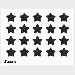 Glitter Stars2 - Silver Black Star Sticker | Zazzle