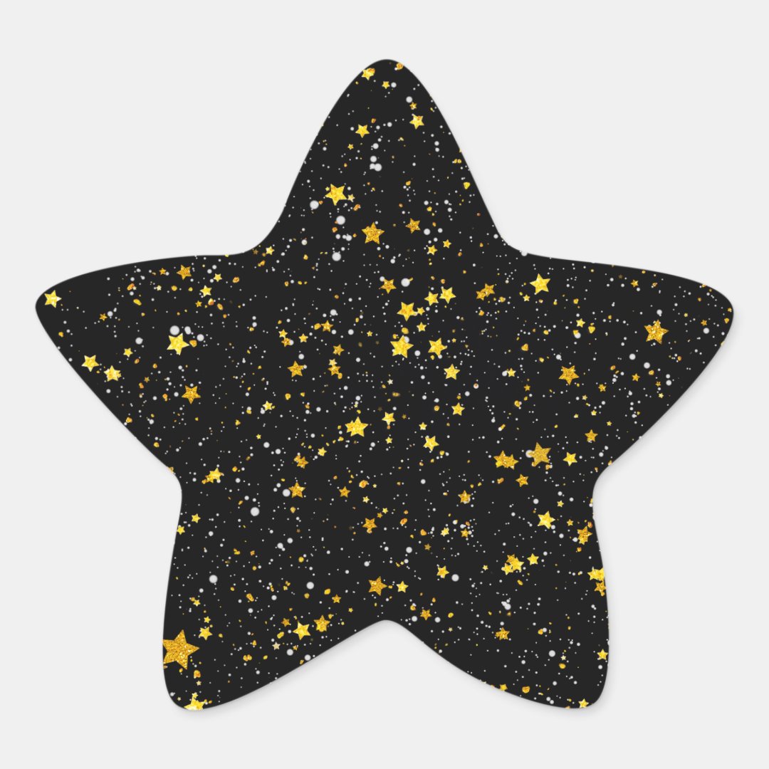 Glitter Stars3 - Gold Black Star Sticker | Zazzle