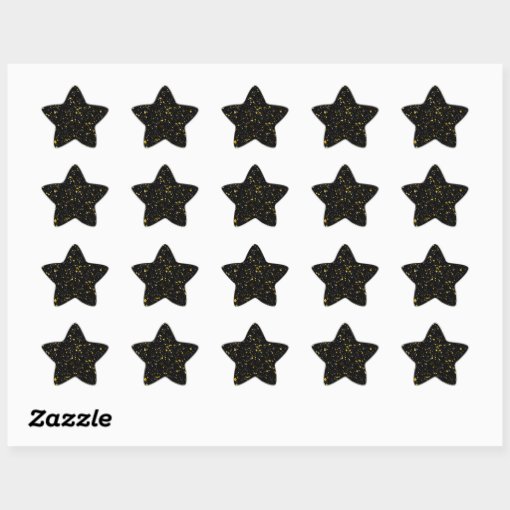 Glitter Stars3 - Gold Black Star Sticker | Zazzle