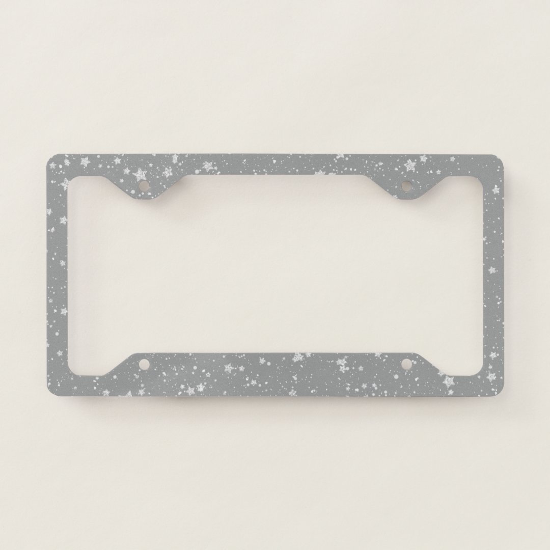 Glitter Stars4 - Silver License Plate Frame | Zazzle