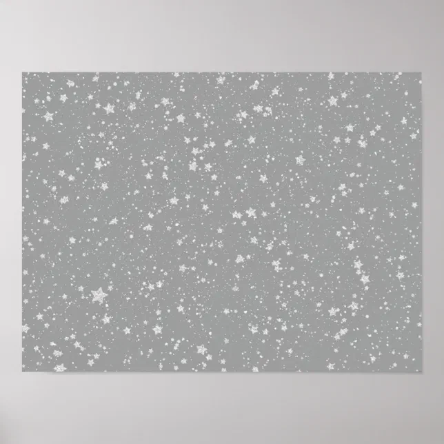 Glitter Stars4 - Silver Poster | Zazzle