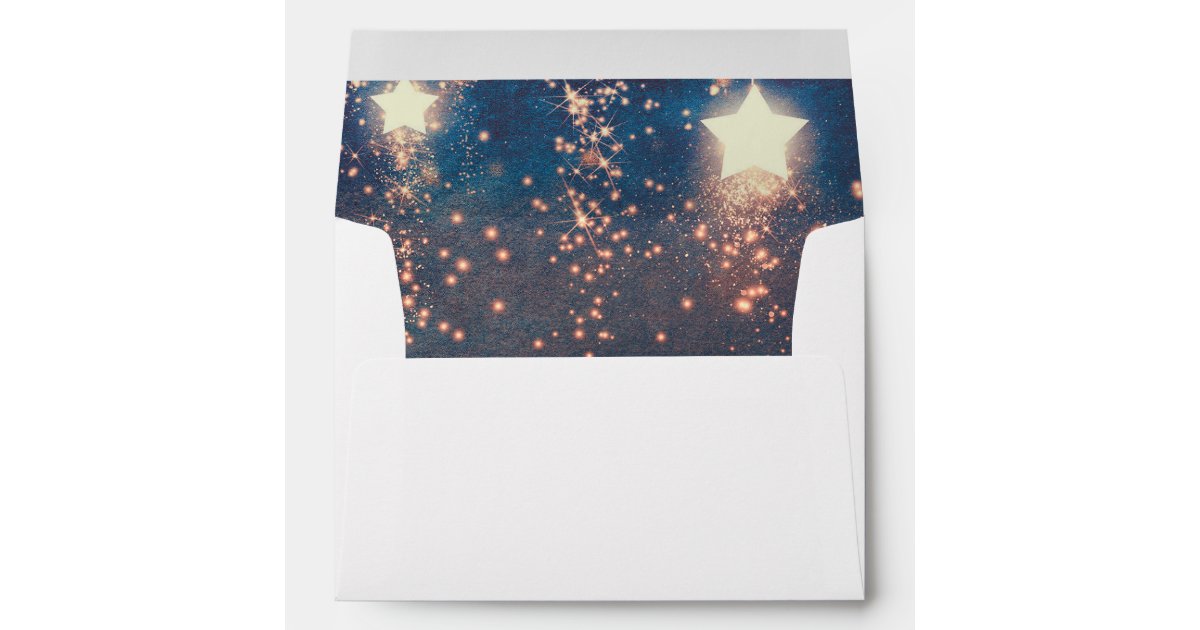 Glitter Stars Night Romantic Wedding Envelope | Zazzle