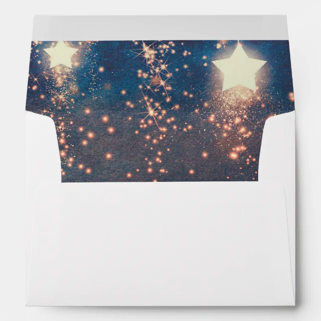 Glitter Stars Night Romantic Wedding Envelope | Zazzle