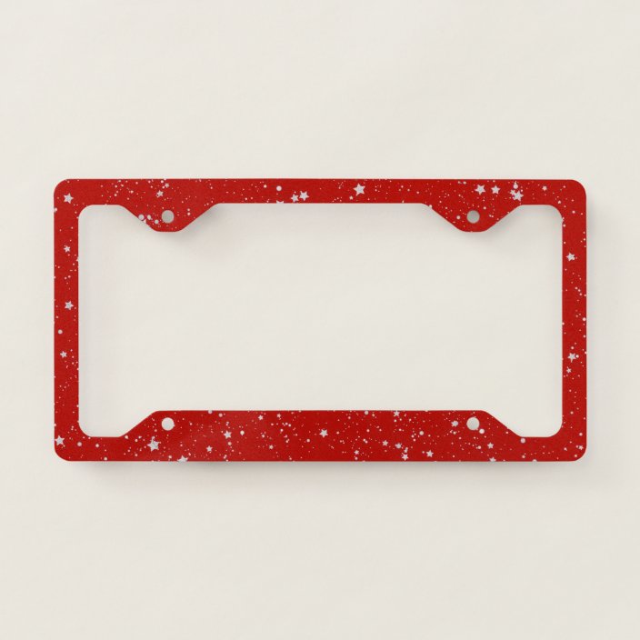 Glitter Stars - Silver Red License Plate Frame | Zazzle