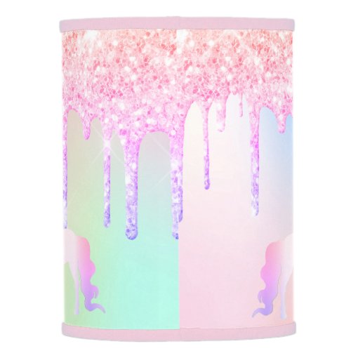 Glitter unicorn pink rose gold monogram lamp shade | Zazzle