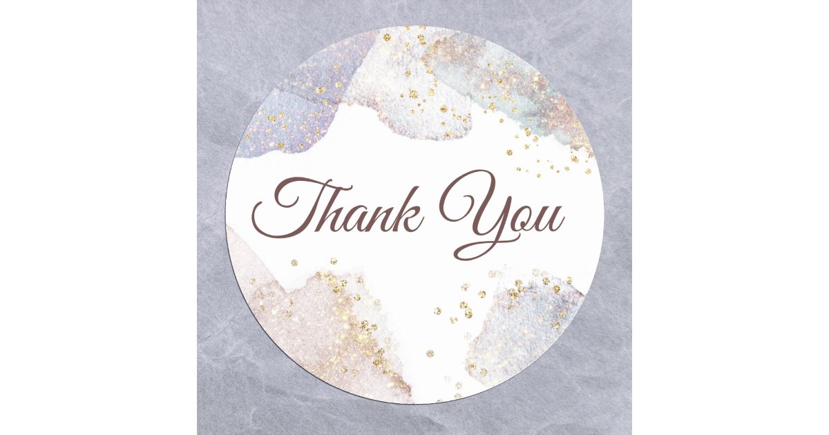 Glitter Watercolor Shapes Thank You Classic Round Sticker | Zazzle