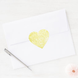 Glitter Yellow Heart Sticker | Zazzle