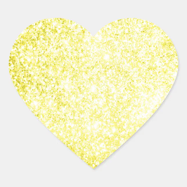 Glitter Yellow Heart Sticker | Zazzle