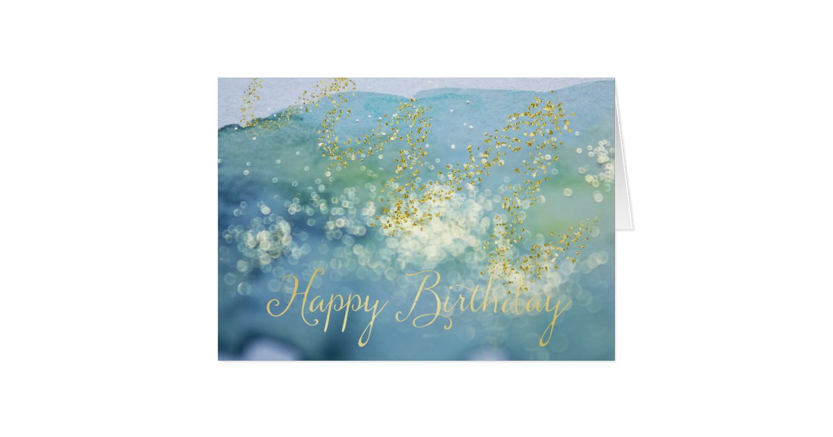 Glittered Blue Watercolor Birthday Card | Zazzle.com