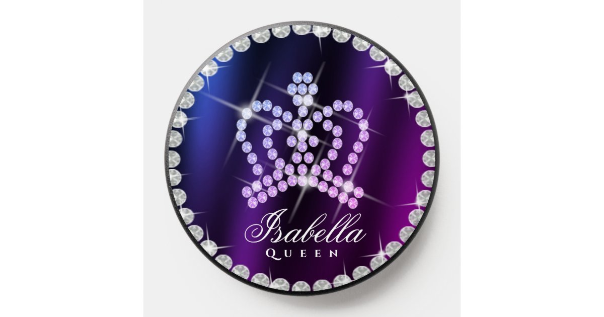 Glittering Glamour Crown Blue Purple PopSocket | Zazzle