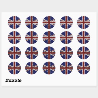 Glitters Shiny Sparkle Union Jack Flag Classic Round Sticker | Zazzle