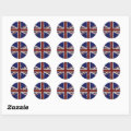 Glitters Shiny Sparkle Union Jack Flag Classic Round Sticker | Zazzle