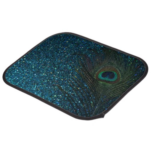 Glittery Aqua Peacock Feather Car Floor Mat | Zazzle