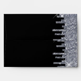 Glittery Black/Silver Glamour Wedding Envelope | Zazzle