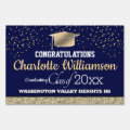 Glittery Blue and Gold Congratulations Graduate Sign | Zazzle
