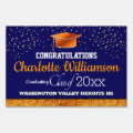 Glittery Blue and Orange Congratulations Graduate Sign | Zazzle