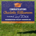 Glittery Blue and Orange Congratulations Graduate Sign | Zazzle