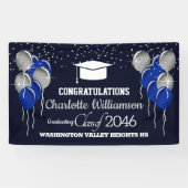 Glittery Blue and Silver Graduation Banner | Zazzle