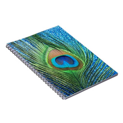 Glittery Blue Peacock Feather Still Life Notebook | Zazzle