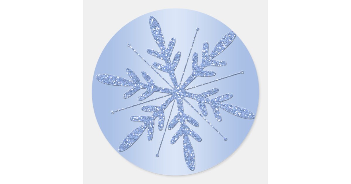 Glittery Blue Snowflake Sticker | Zazzle