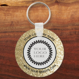 Glittery custom company logo keychain | Zazzle