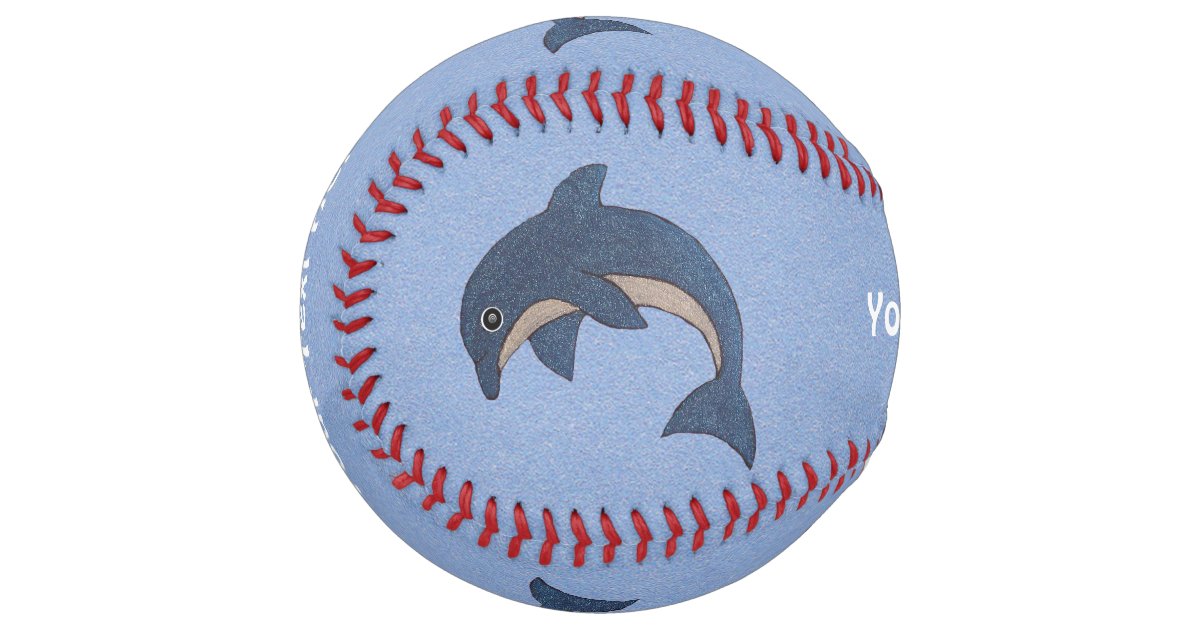 Glittery Dark Blue White Dolphin Jumping Position Softball | Zazzle