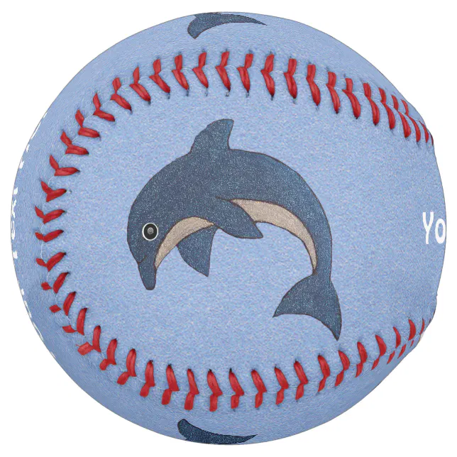 Glittery Dark Blue White Dolphin Jumping Position Softball | Zazzle