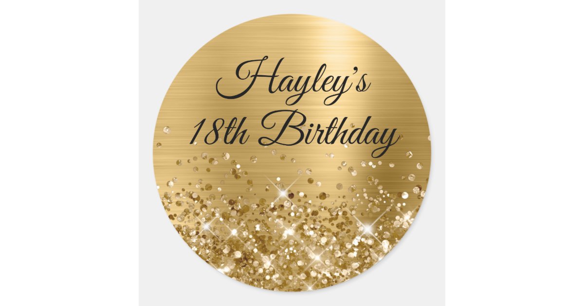 Glittery Gold Foil 18th Birthday Classic Round Sticker | Zazzle