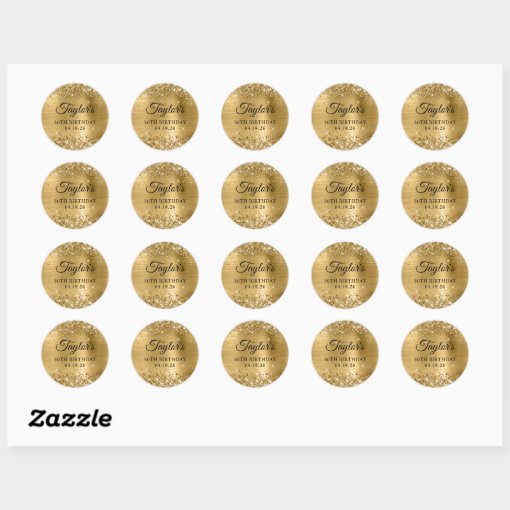Glittery Gold Foil 50th Birthday Classic Round Sticker | Zazzle