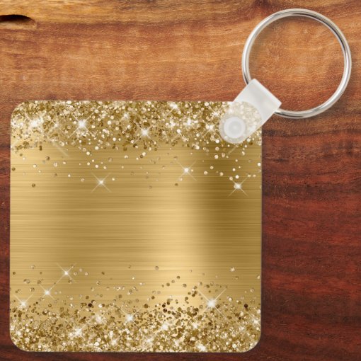 Glittery Gold Glam for Your Logo Keychain | Zazzle