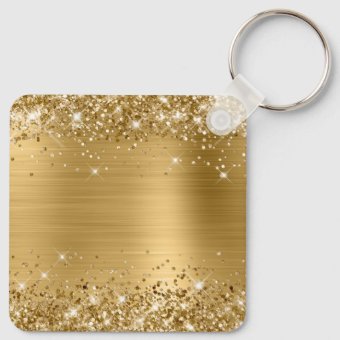 Glittery Gold Glam for Your Logo Keychain | Zazzle