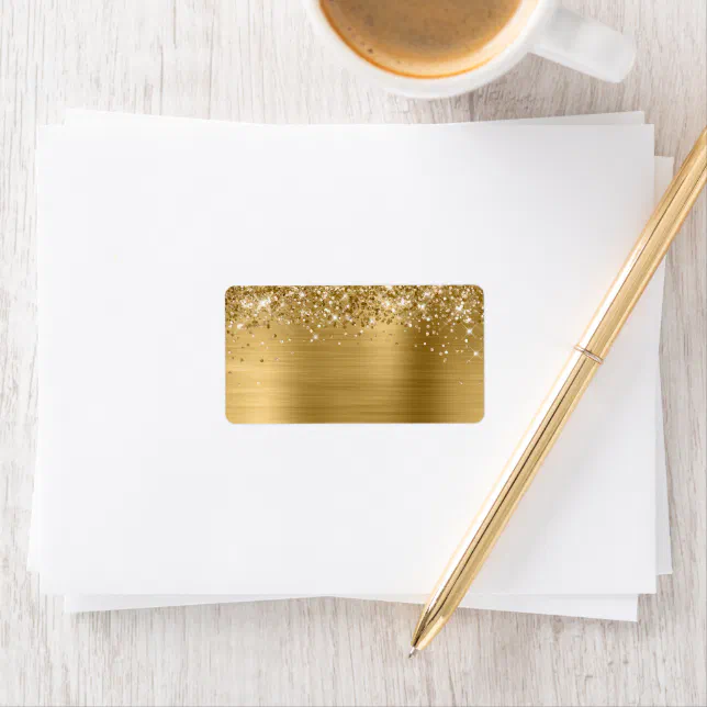 Glittery Gold Glitter Foil Glam Label | Zazzle