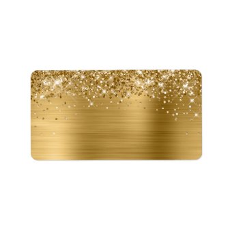 Glittery Gold Glitter Foil Glam Label | Zazzle