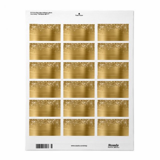 Glittery Gold Glitter Foil Glam Label | Zazzle