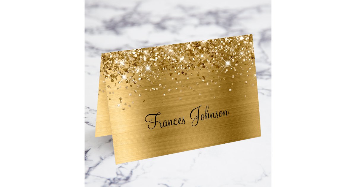 Glittery Gold Individual Name Place Cards | Zazzle