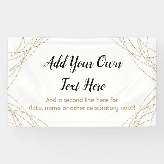Glittery Gold Light Strings Add Your Own Text Banner | Zazzle