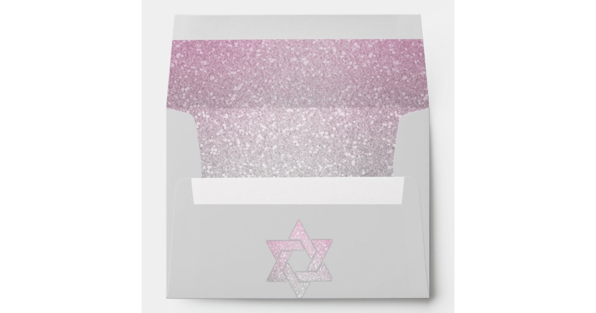 Glittery Gradient Pink Invitation Envelope | Zazzle