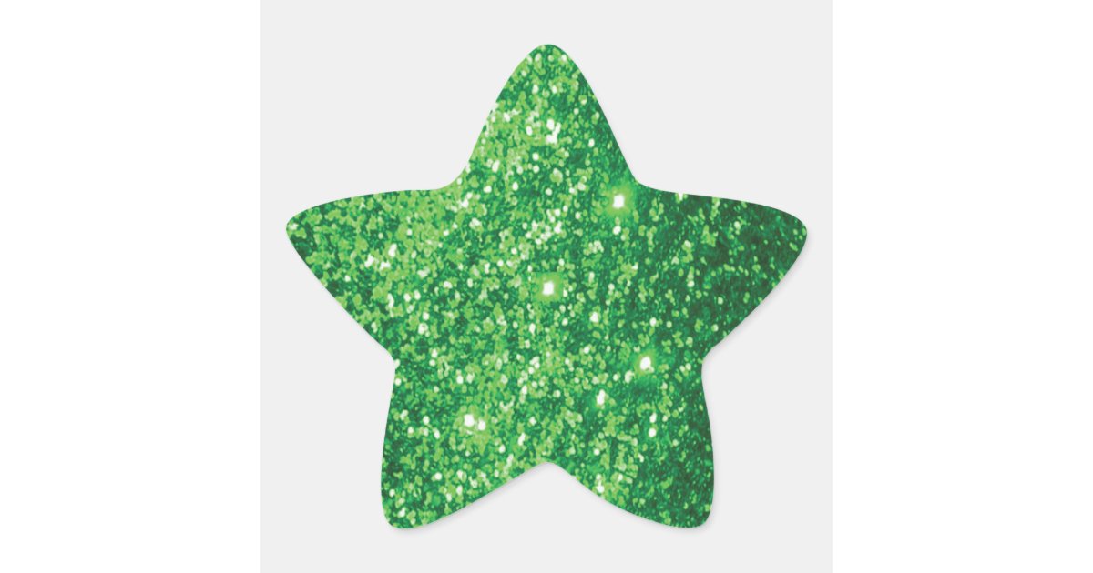 Glittery Green Star Sticker | Zazzle
